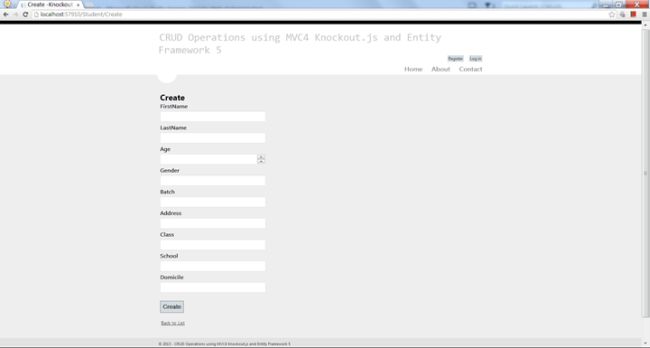 Crud Operations Using Knockoutjs And Entityframework 5 In Mvc4 Application